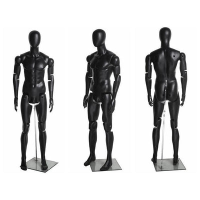 Male Black Abstract Posable Mannequin with Back Support MM-01BKEG ...